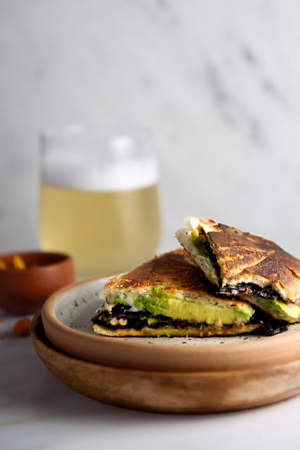 TORTA DE CHILE ANCHO STUFFED WITH BEANS AND CHEESE